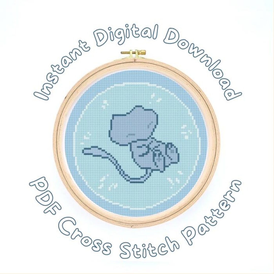 Bubble Mew Pokemon Embroidery Cross Stitch Pattern - Printable PDF ...