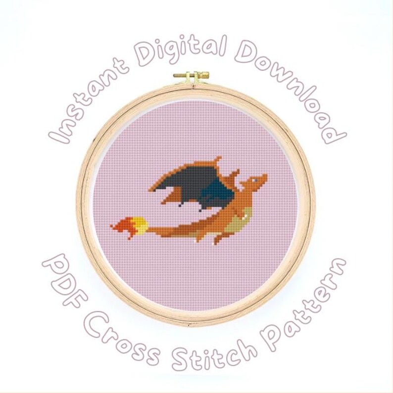 Fiery Charizard Pokemon Cross Stitch Pattern, DIY Nerdy Gift Idea ...