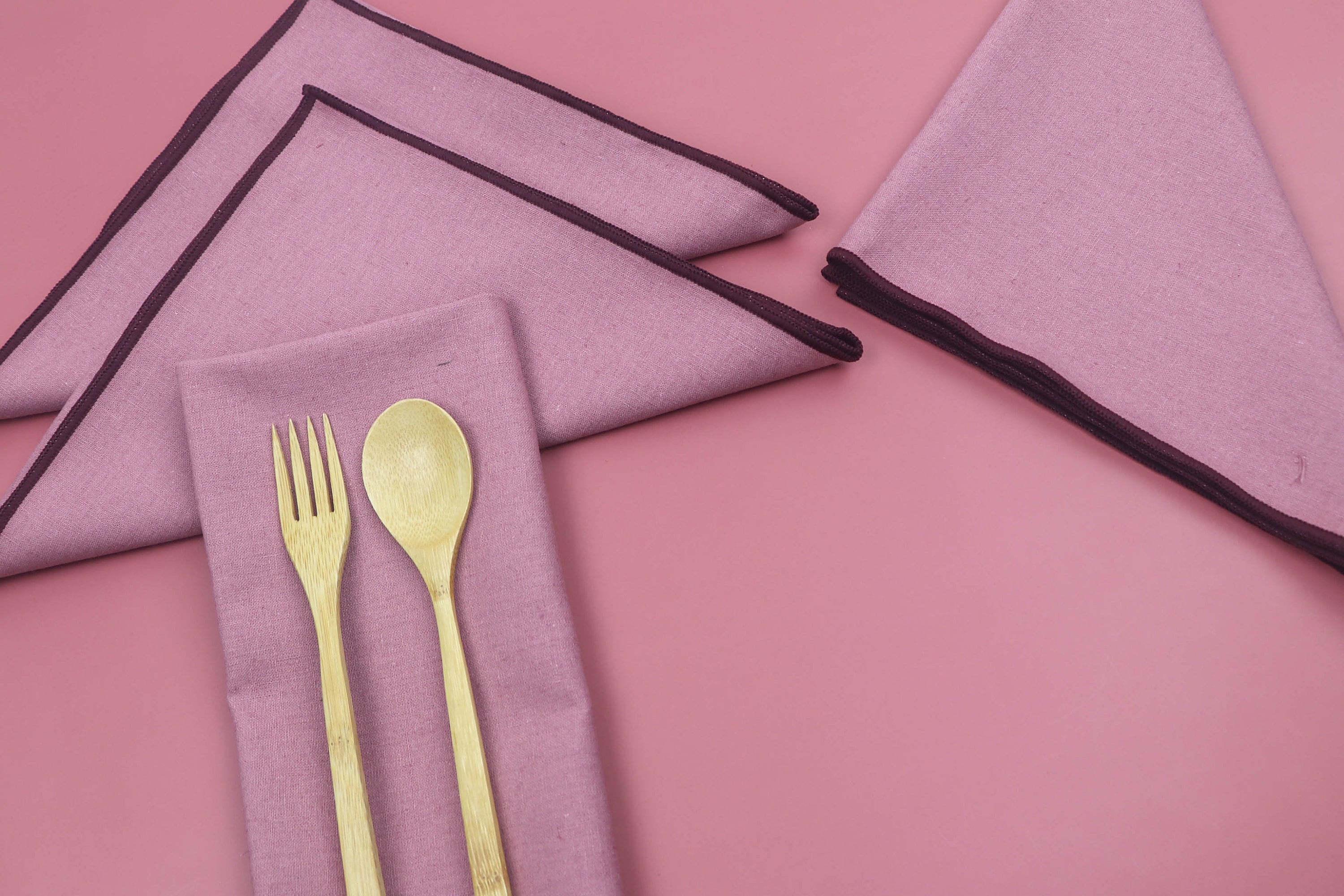 Cloth Table Napkins Dinner Napkin Maroon Accent Trim Set of - Etsy ...