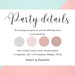 Party Details Card, Dress Code Insert, Party Info Card, Editable Canva ...
