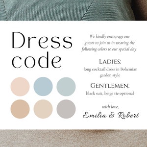 Dress Code Details Card, Wedding Dress Code Policy, Minimalist Wedding ...