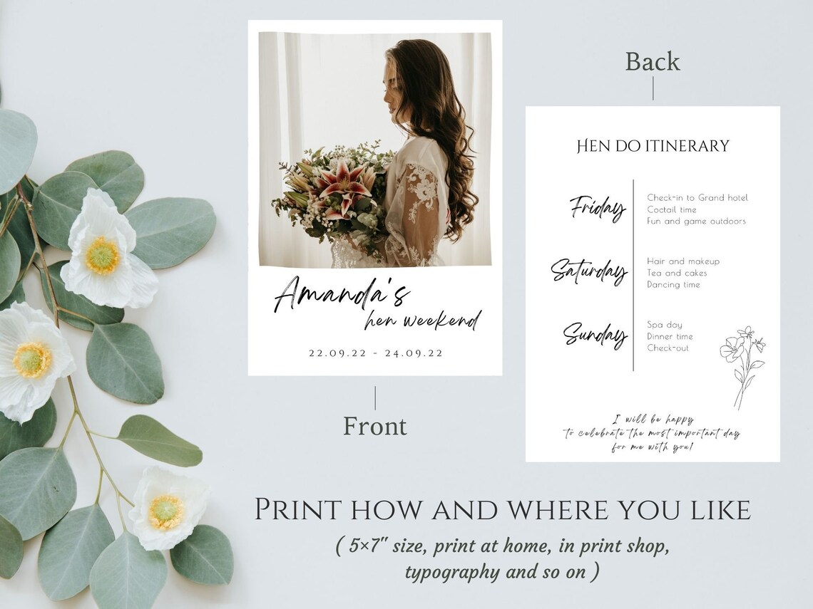 Hen Do Itinerary Hen Do Planner Hen Do Invitation Template - Etsy