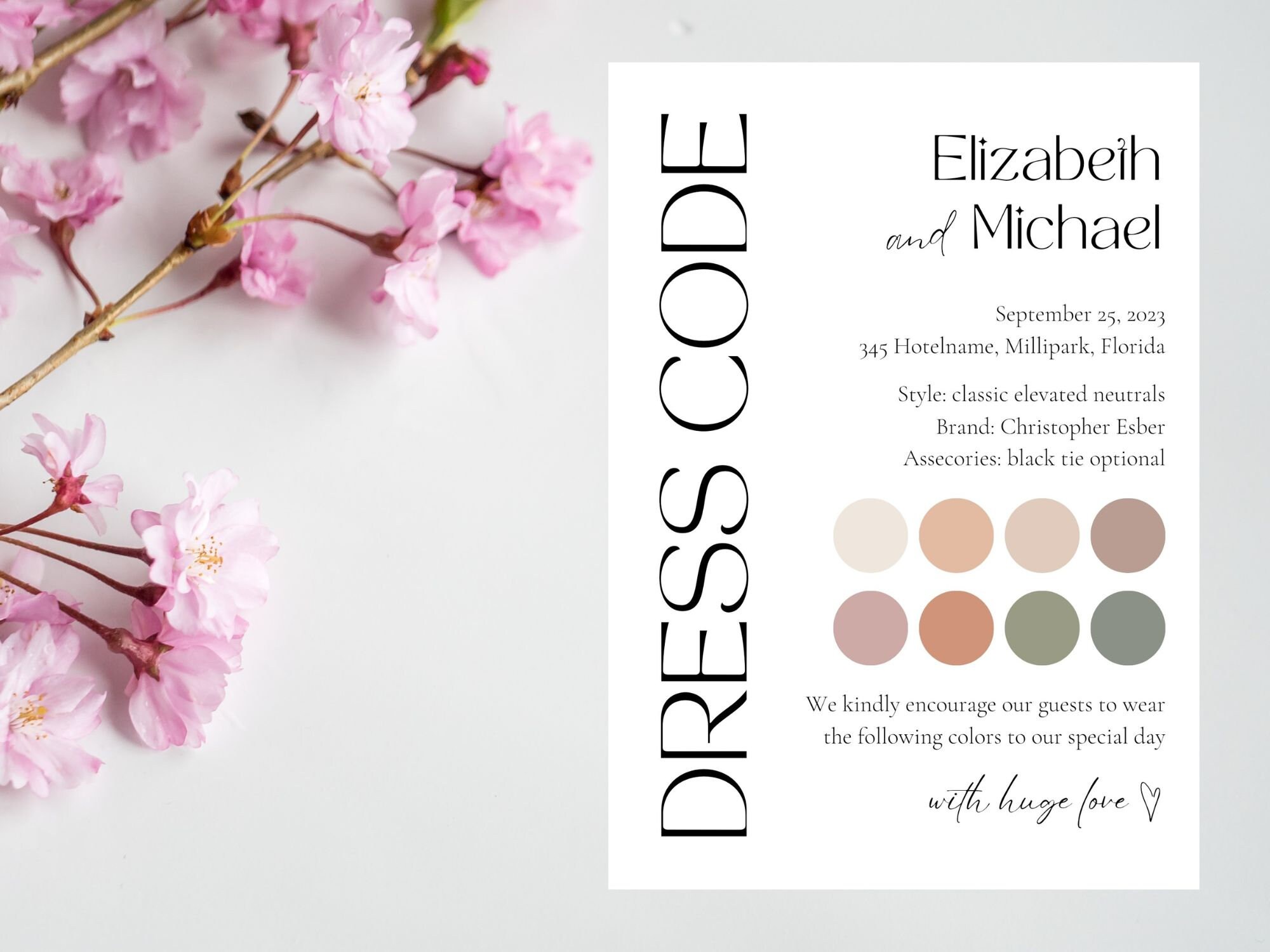 Editable Dress Code Card, Wedding Details Card ,canva Dress Code Policy ...