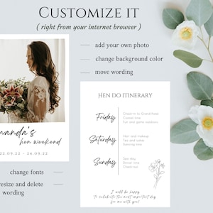Hen Do Itinerary Hen Do Planner Hen Do Invitation Template - Etsy