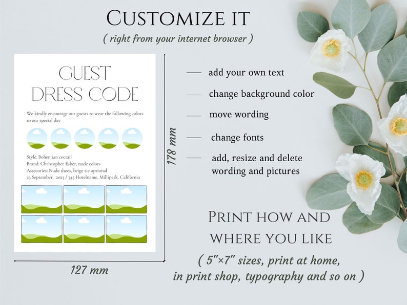 Guest Dress Code Card Minimalist Wedding Attire Card - Etsy