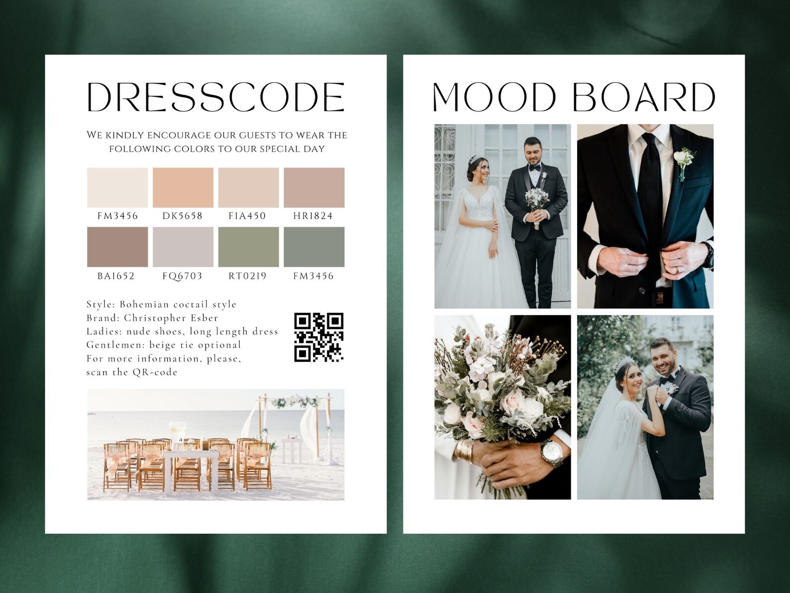 Dresscode Card, Wedding Mood Board, Editable Wedding Details Photo Card ...