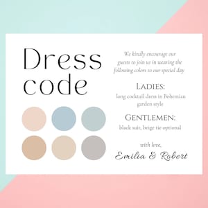Dress Code Details Card, Wedding Dress Code Policy, Minimalist Wedding ...
