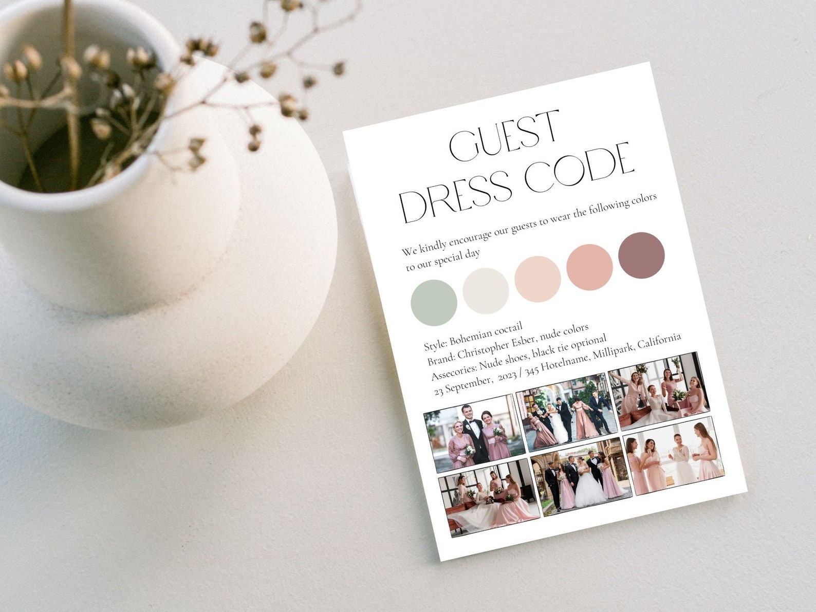 Guest Dress Code Card Minimalist Wedding Attire Card - Etsy