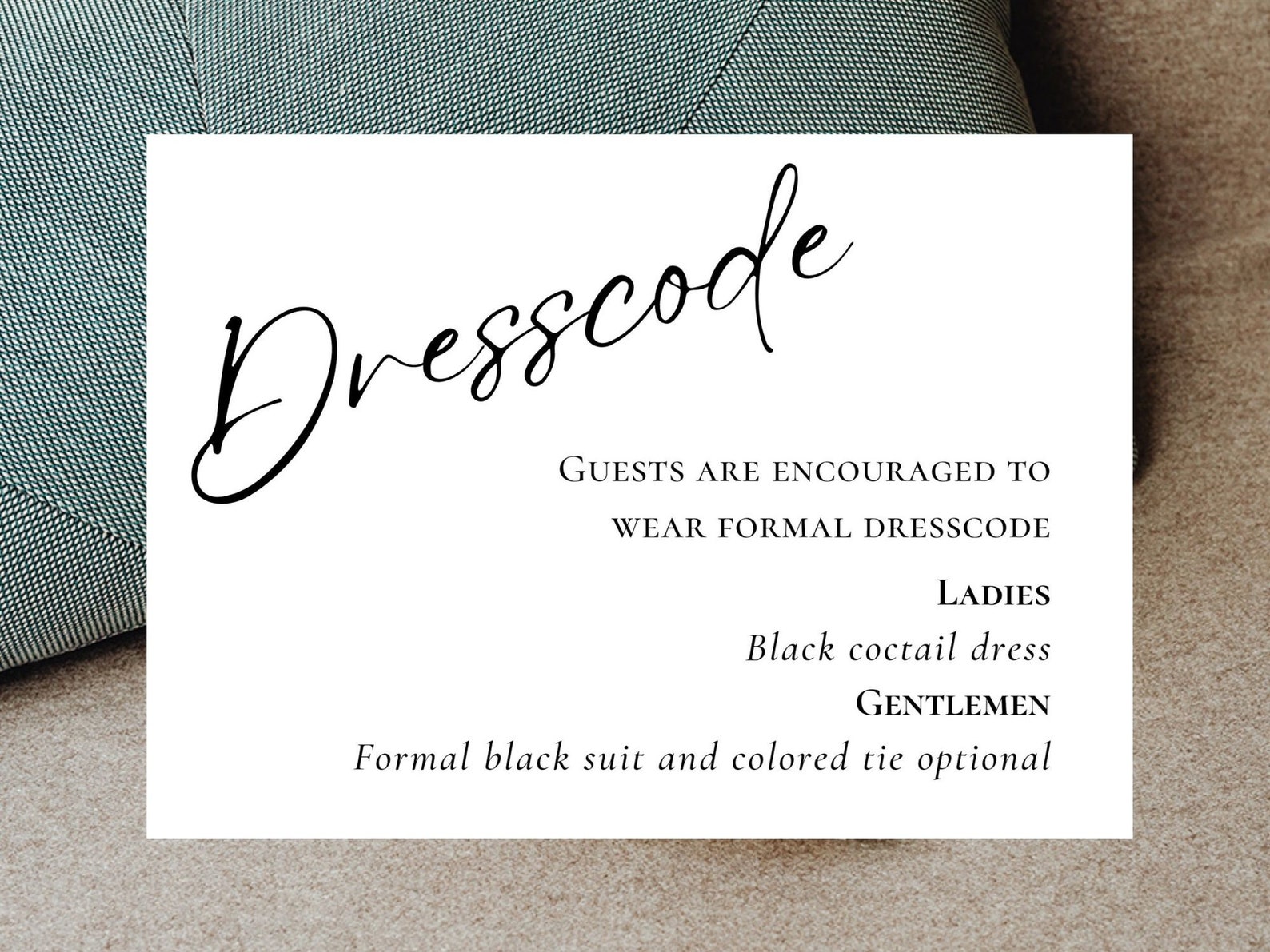 Wedding Dress Code Card Template: Printable Attire Guide - Etsy