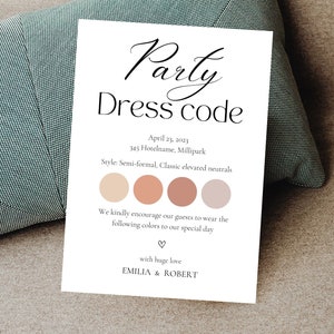 Minimalist Guest Dress Code Card Bridal Party Info (Instant Download ...