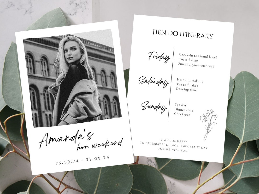 Hen Do Itinerary, Canva Hen Do Planner, Hen Do Invitation Template ...