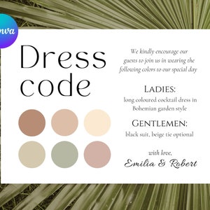 Dress Code Details Card, Wedding Dress Code Policy, Minimalist Wedding ...