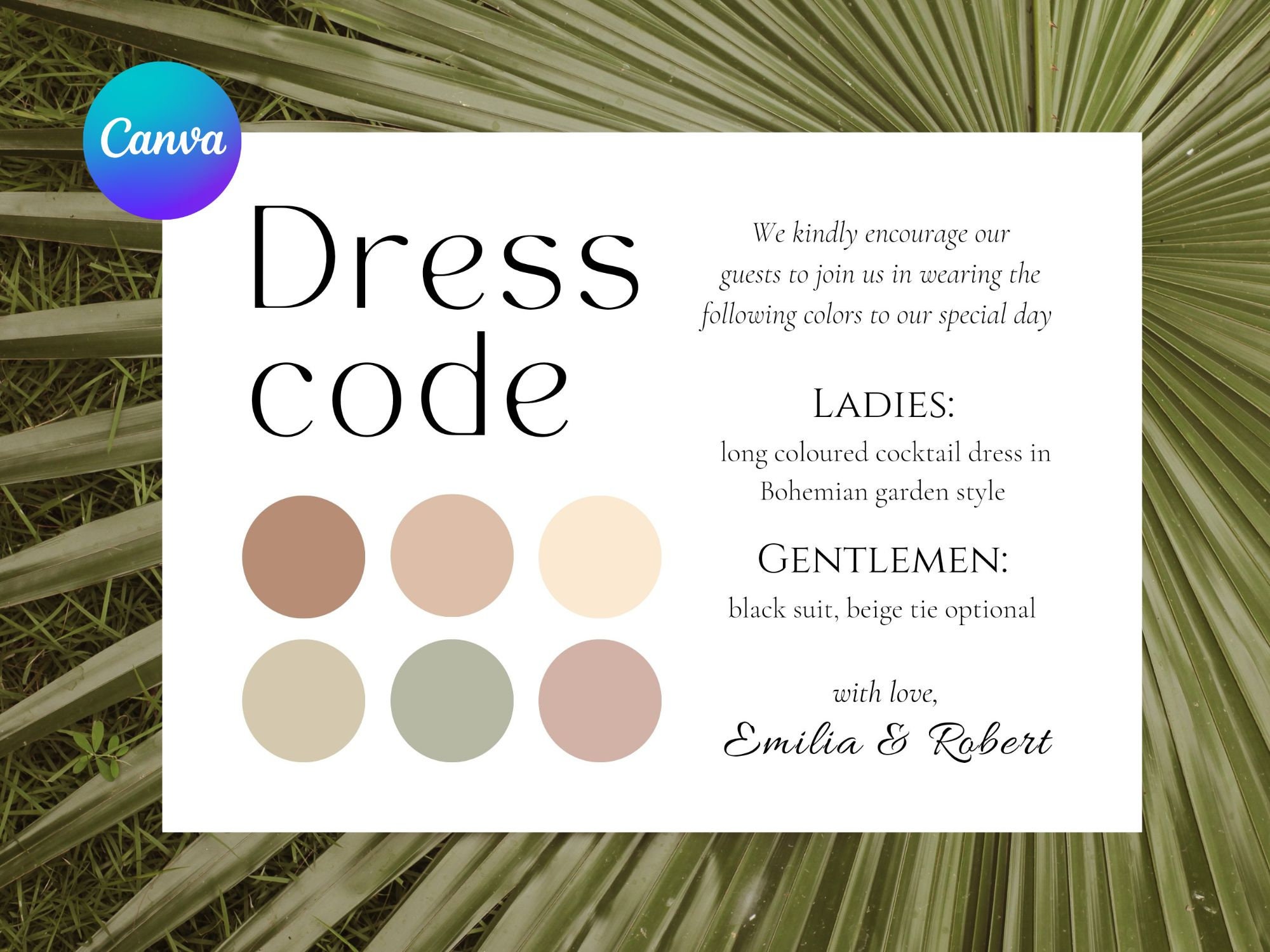 Dress Code Details Card, Wedding Dress Code Policy, Minimalist Wedding ...