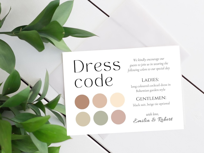 Dress Code Details Card, Wedding Dress Code Policy, Minimalist Wedding ...