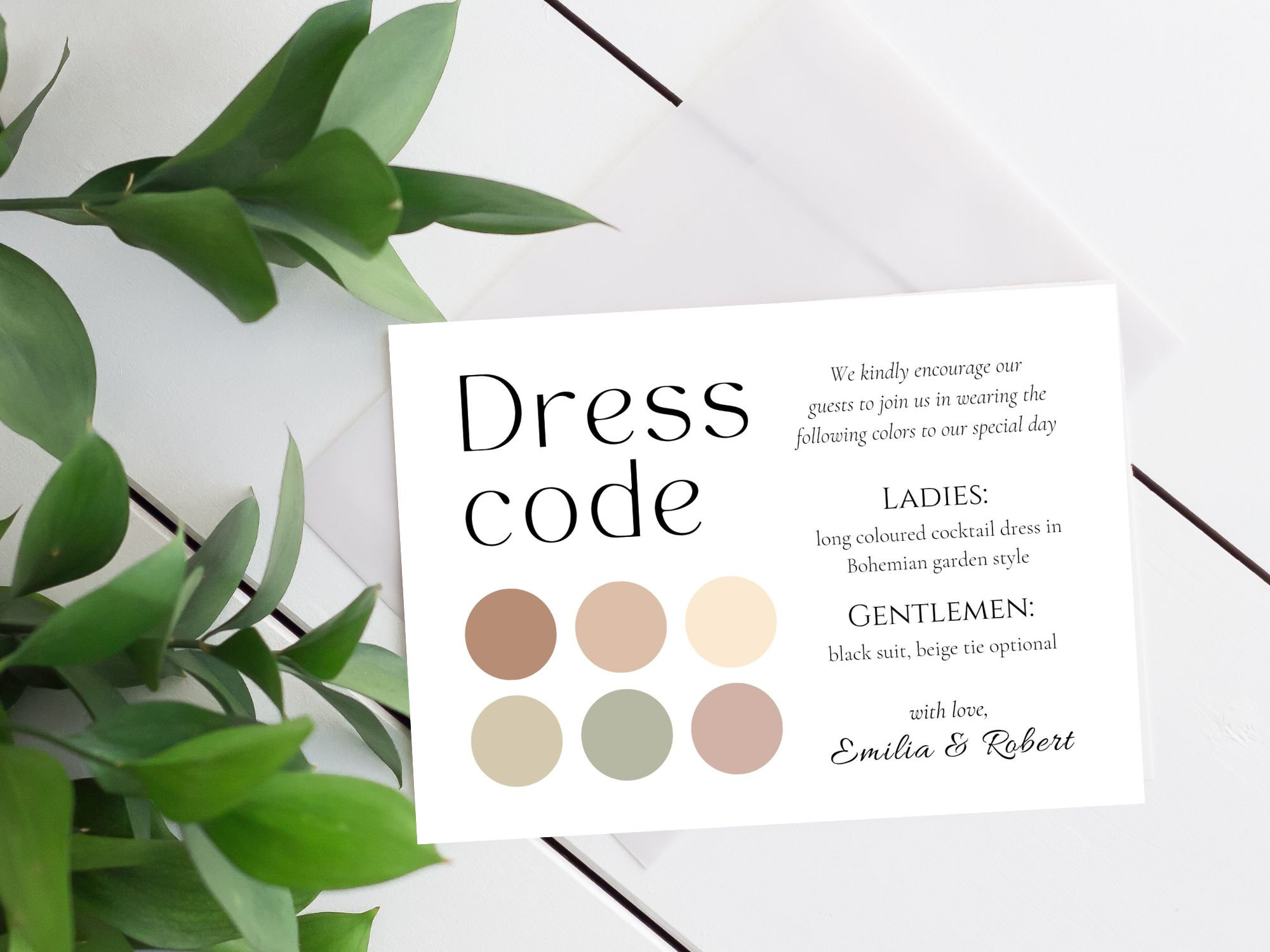 Dress Code Details Card, Wedding Dress Code Policy, Minimalist Wedding ...