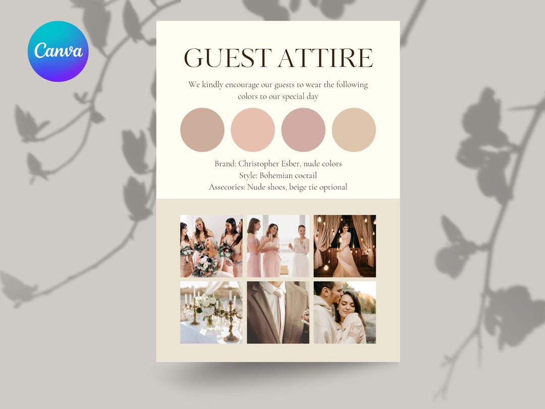 Wedding Guest Attire With Photo, Dresscode Custom Bridesmaid Card DIY ...