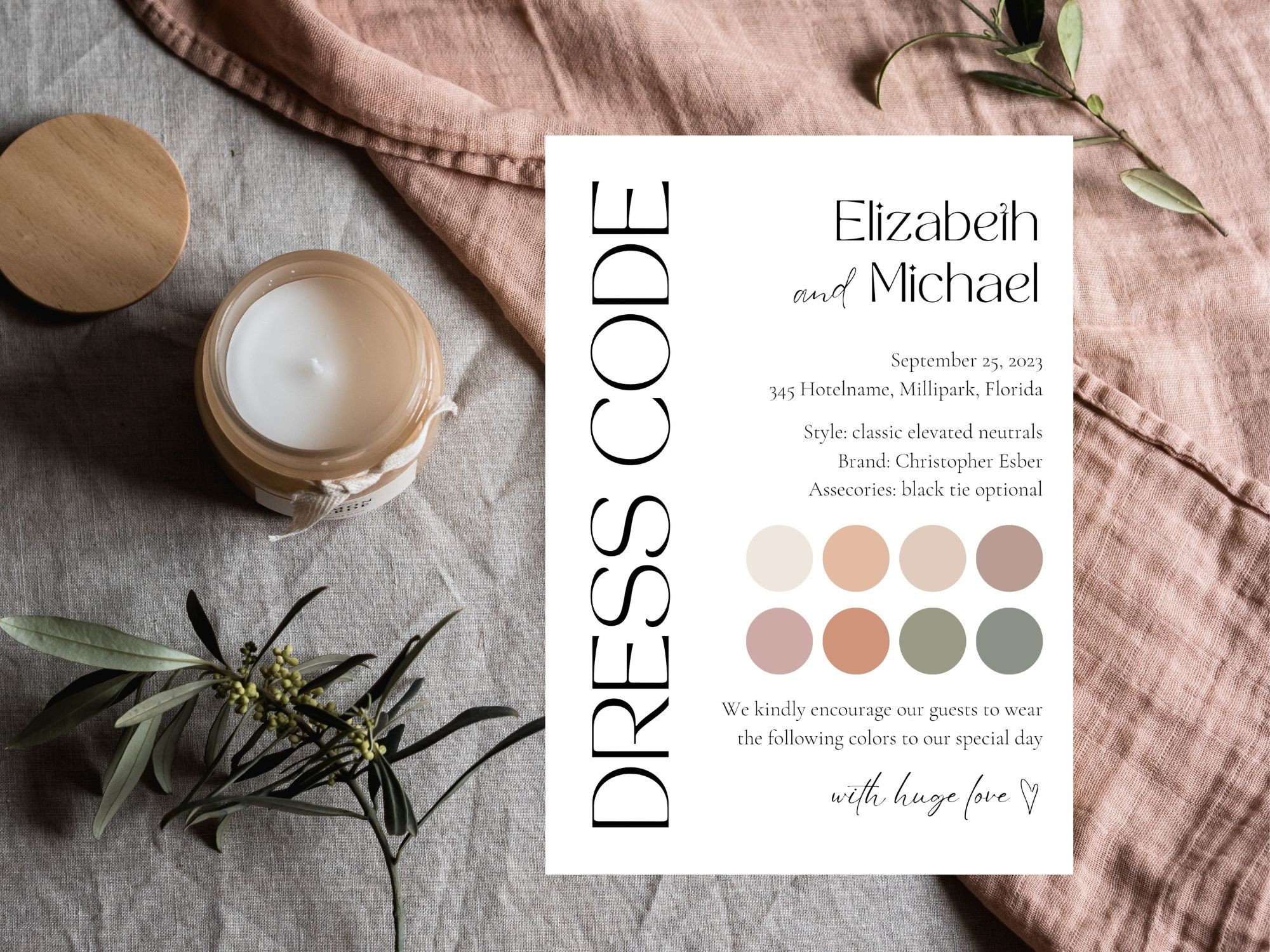 Editable Dress Code Card, Wedding Details Card ,canva Dress Code Policy ...