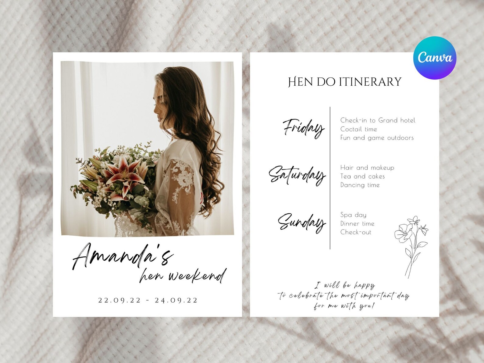 Hen Do Itinerary Hen Do Planner Hen Do Invitation Template - Etsy