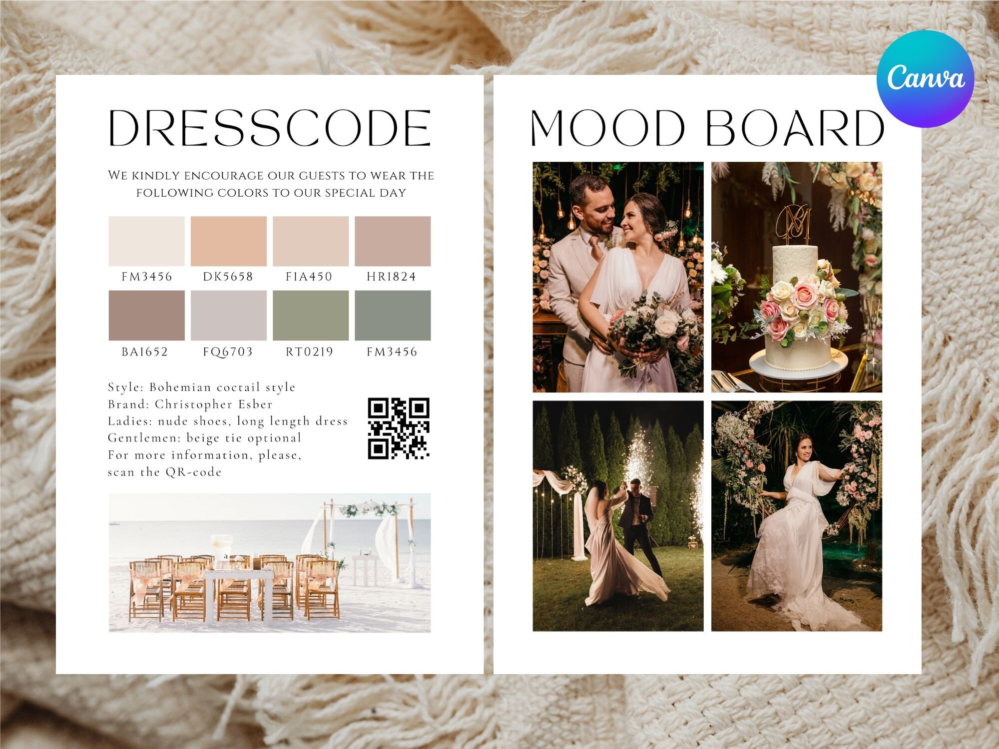 Dresscode Card, Wedding Mood Board, Editable Wedding Details Photo Card ...