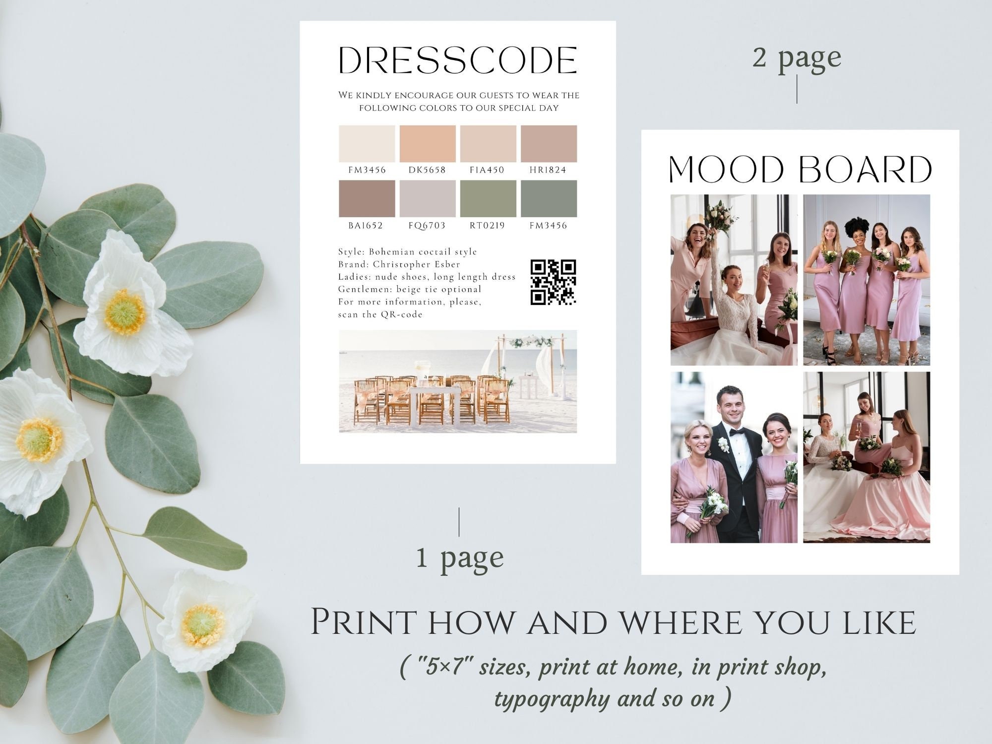 Dresscode Card, Wedding Mood Board, Editable Wedding Details Photo Card ...