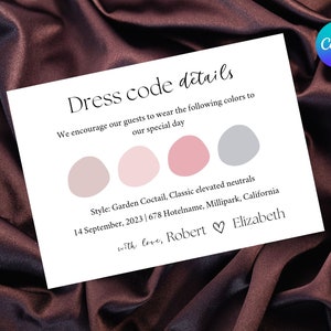 Dress Code Details Card, Editable Attire Template, Modern Guest Dress ...