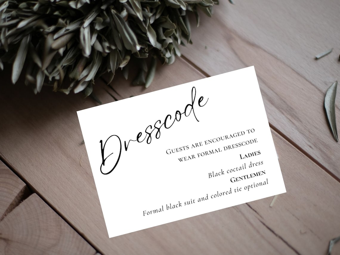 Guest Dresscode, What to Wear to Wedding, Attire Card, Wedding Dress ...