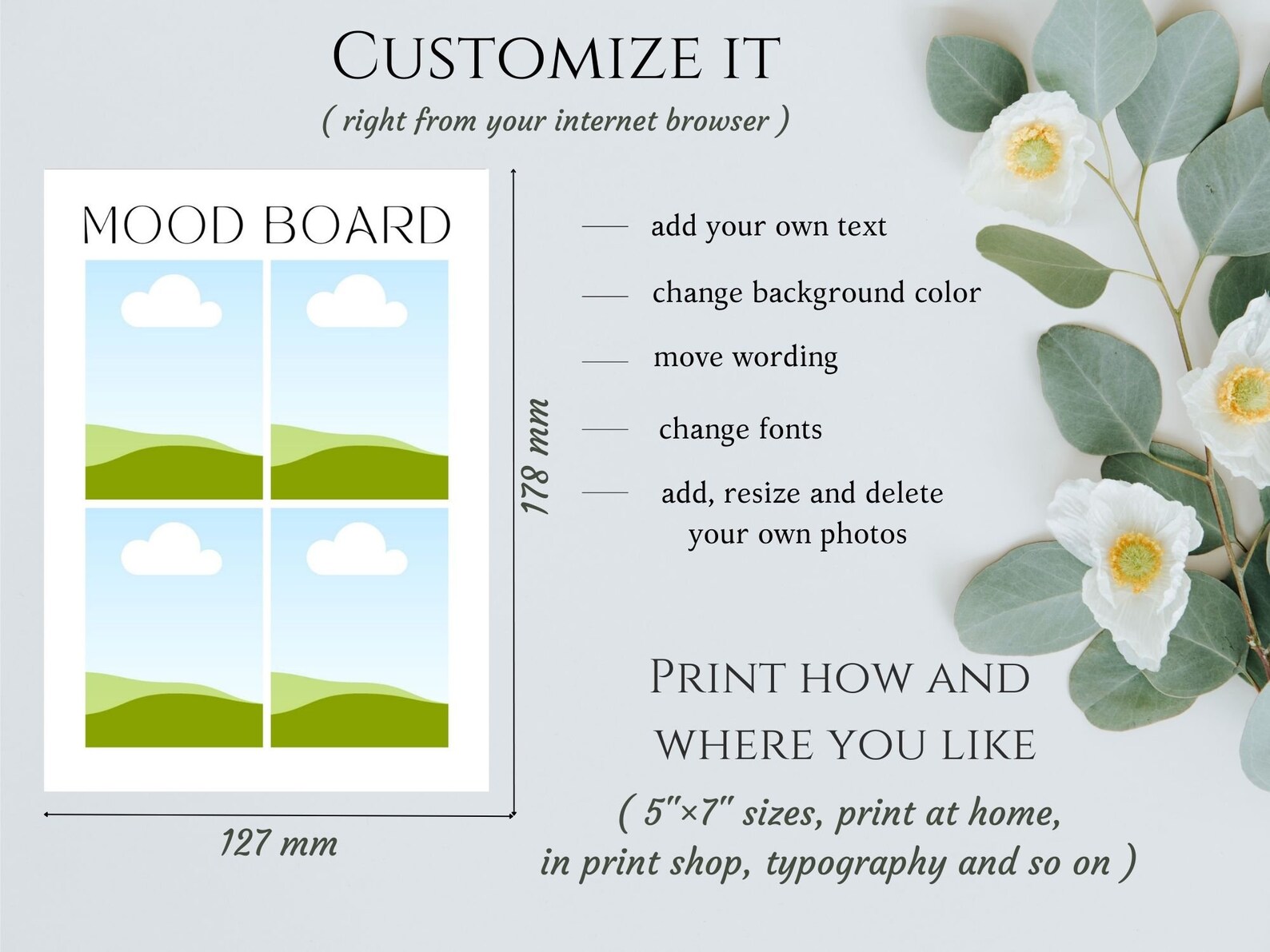 Dresscode Card, Wedding Mood Board, Editable Wedding Details Photo Card ...