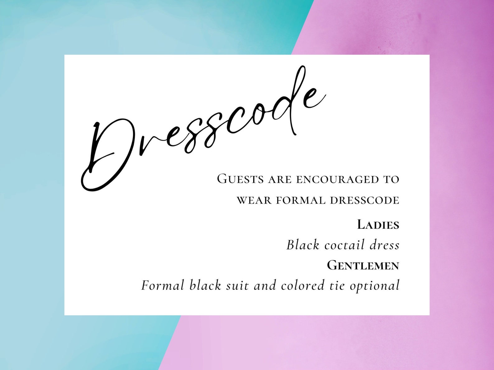 Guest Dresscode, What to Wear to Wedding, Attire Card, Wedding Dress ...