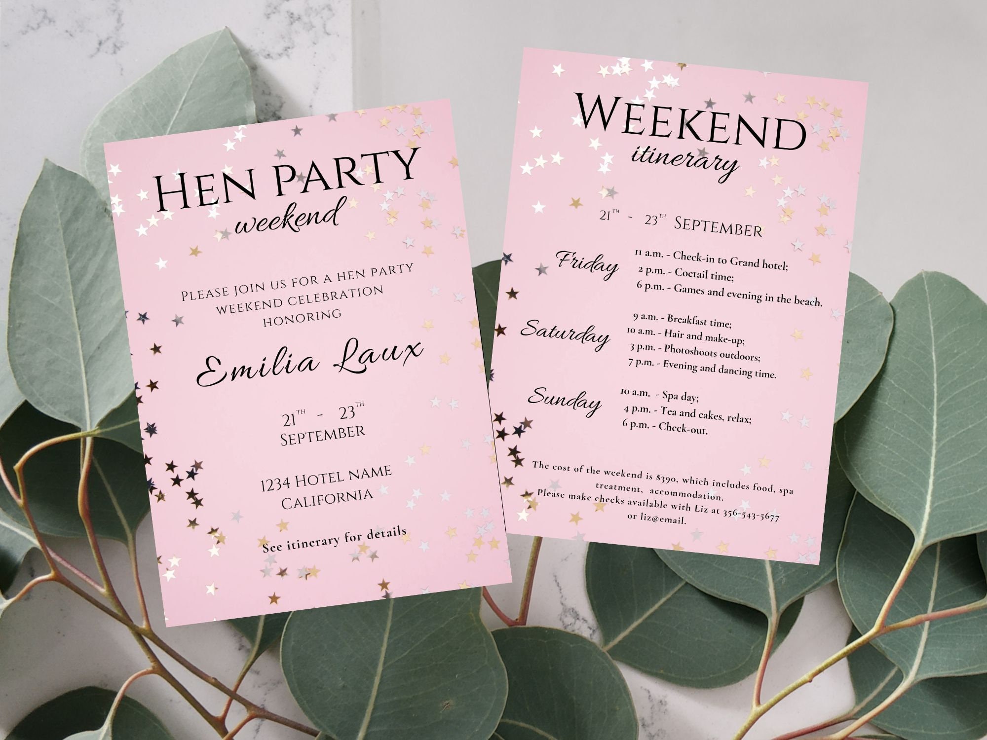 Hen Do Itinerary, Bachelorette Itinerary Canva Template, Classy ...