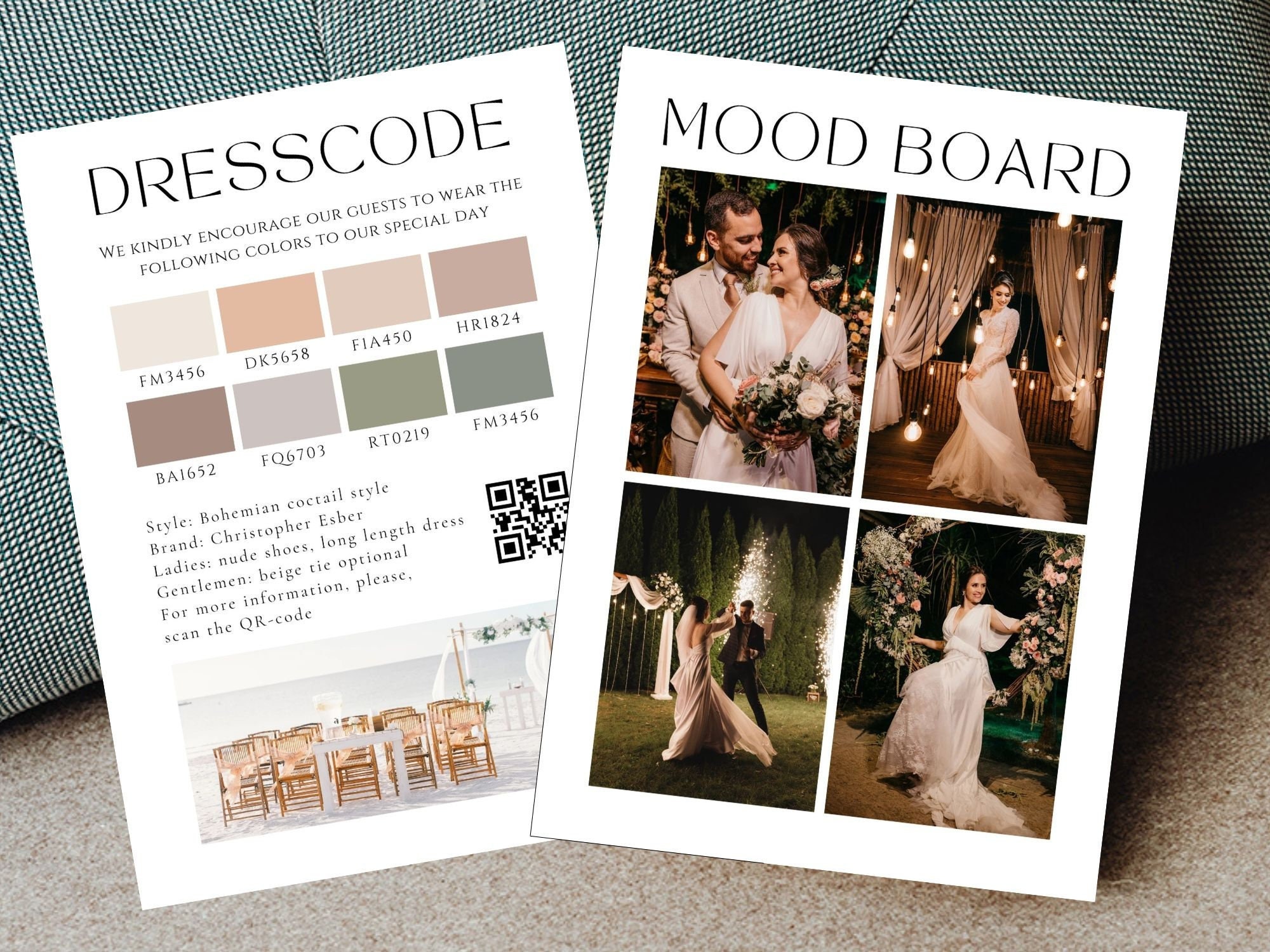 Dresscode Card, Wedding Mood Board, Editable Wedding Details Photo Card ...