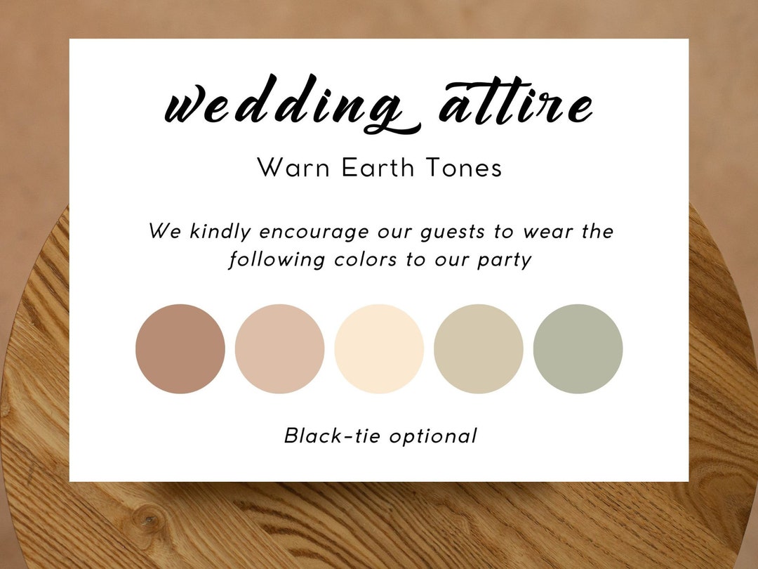 Wedding Attire Dress Code Details Card Editable Canva Color - Etsy