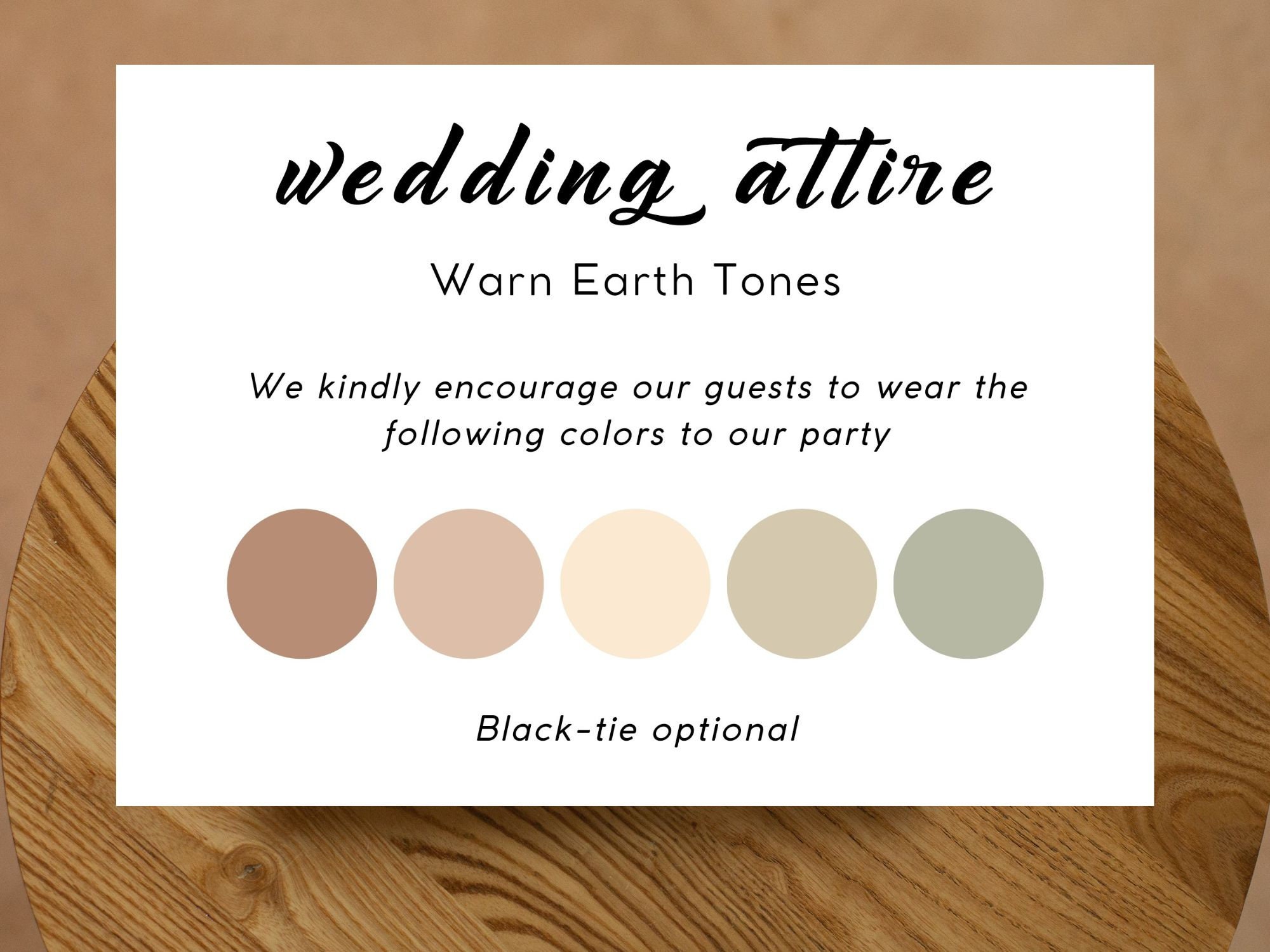 Canva Wedding Attire, Dress Code Details Card, Editable Color Attire ...