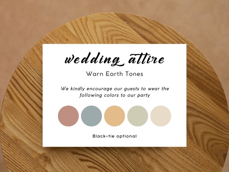 Wedding Attire Dress Code Details Card Editable Canva Color - Etsy