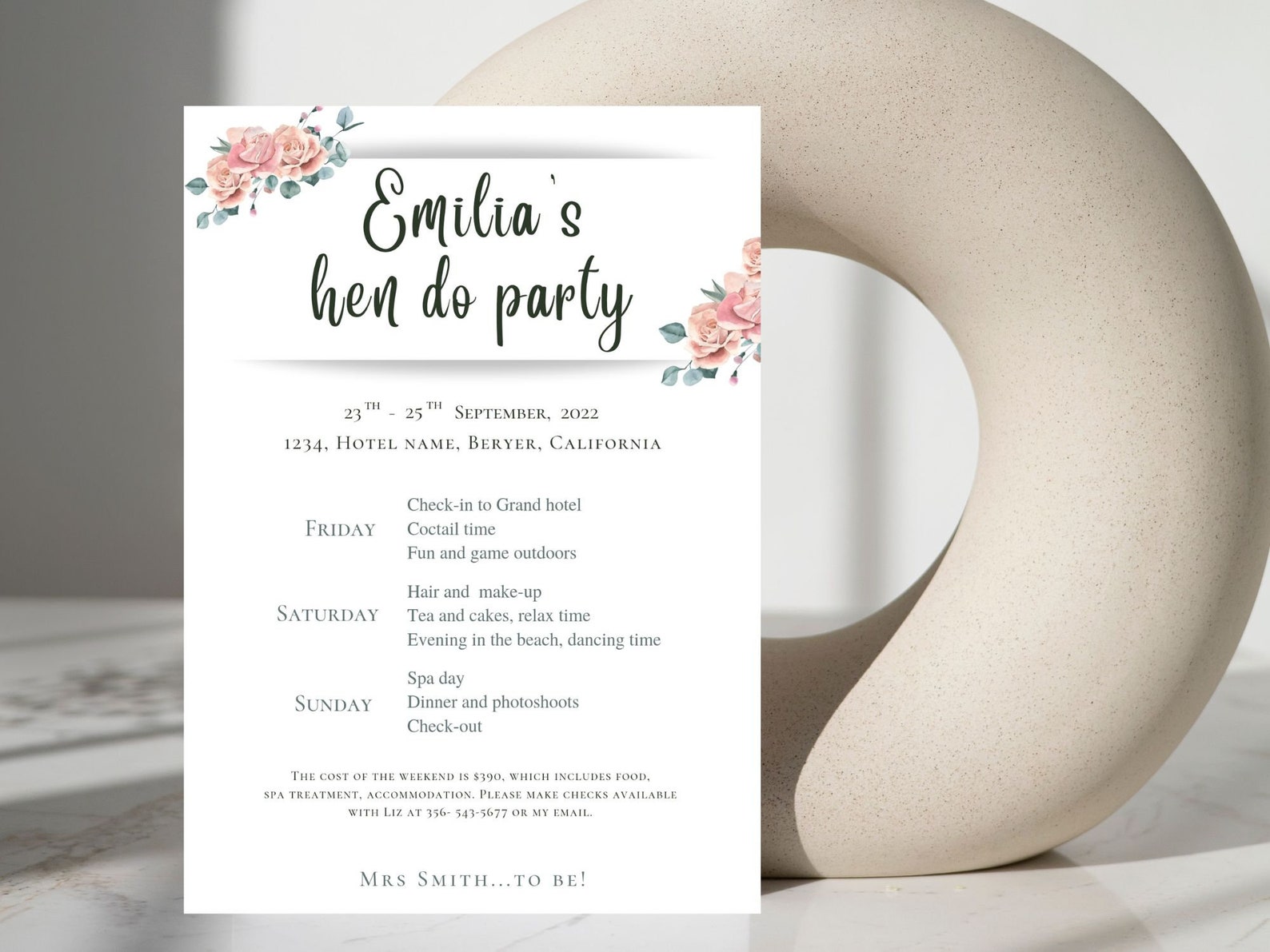 Hen Do Itinerary Template, Bachelorette Schedule, Bride to Be Printable ...