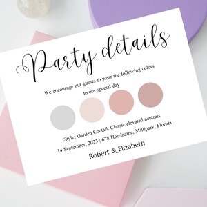 Party Details Card, Dress Code Insert, Party Info Card, Editable Canva ...