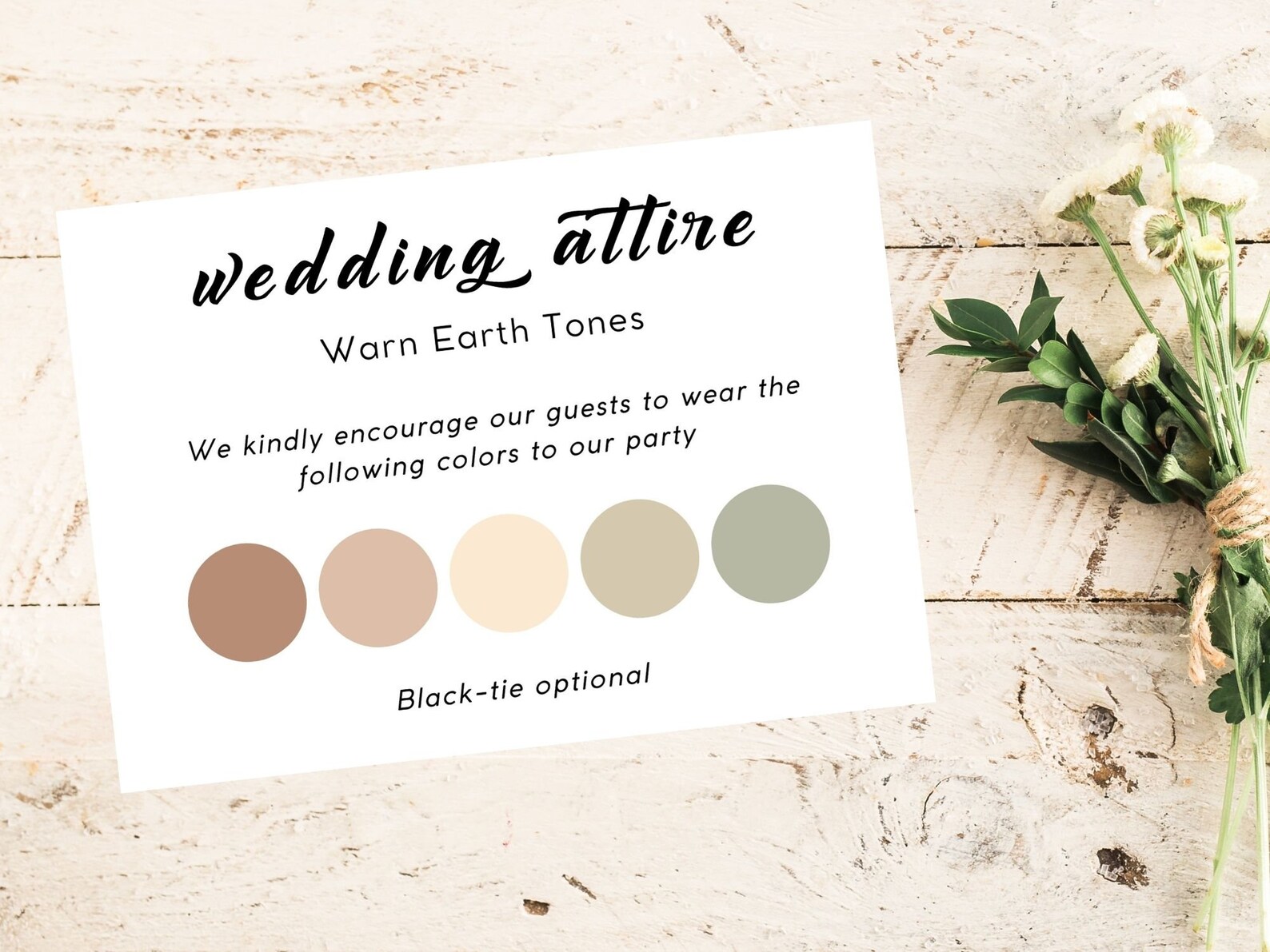 Wedding Attire, Dress Code Details Card, Editable Color Attire Canva ...