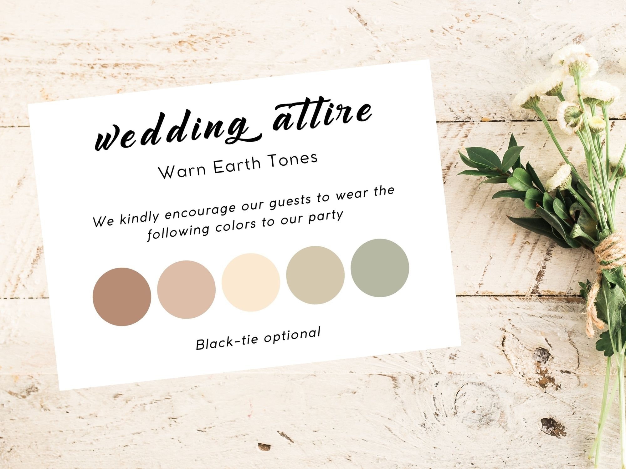 Canva Wedding Attire, Dress Code Details Card, Editable Color Attire ...