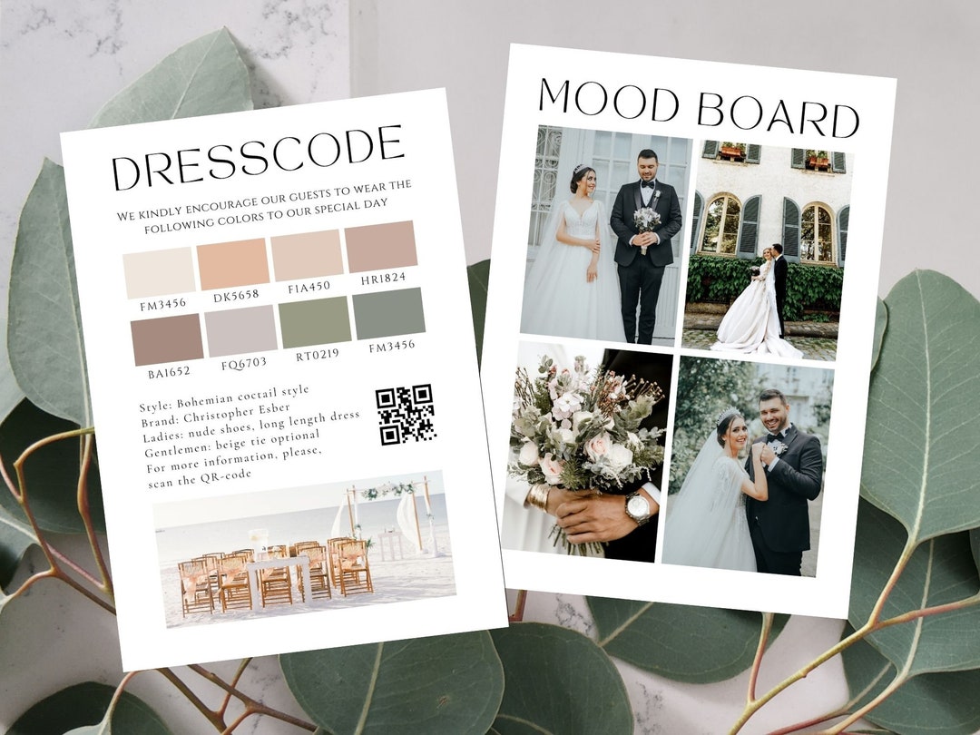 Dresscode Card, Wedding Mood Board, Editable Wedding Details Photo Card ...