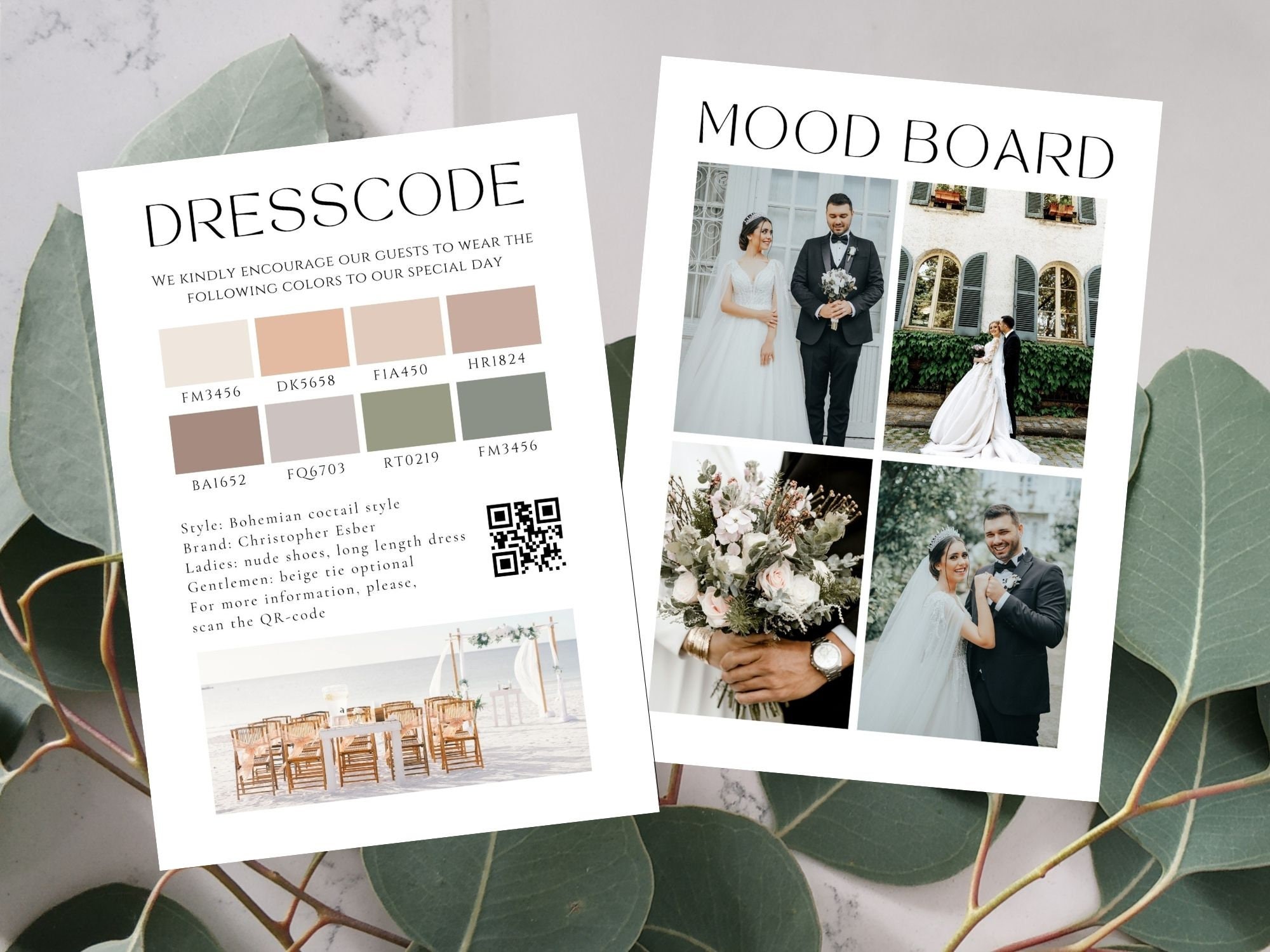 Dresscode Card, Wedding Mood Board, Editable Wedding Details Photo Card ...