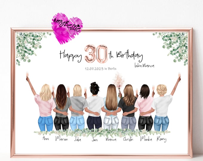 Poster “BFF 9 Best Friends” Personalized, Personalized Gift, Girlfriend ...