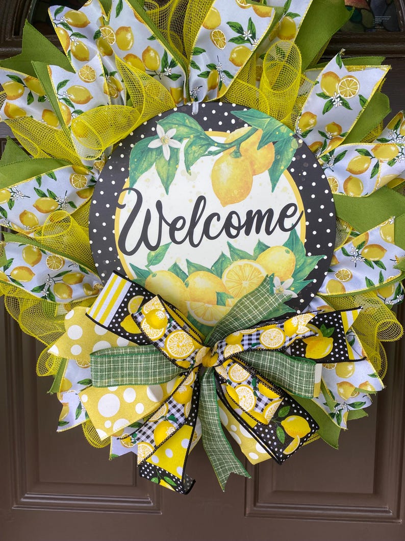 Welcome Lemon Front Door Wreath Kit, DIY Welcome Wreath Kit, DIY ...