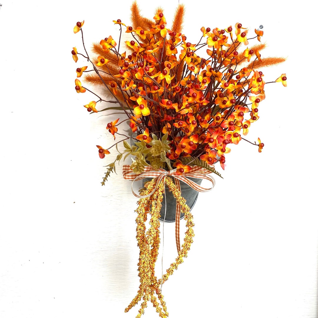 Fall Bittersweet Wall Basket, Fall Bittersweet Tin Wall Container, Fall ...