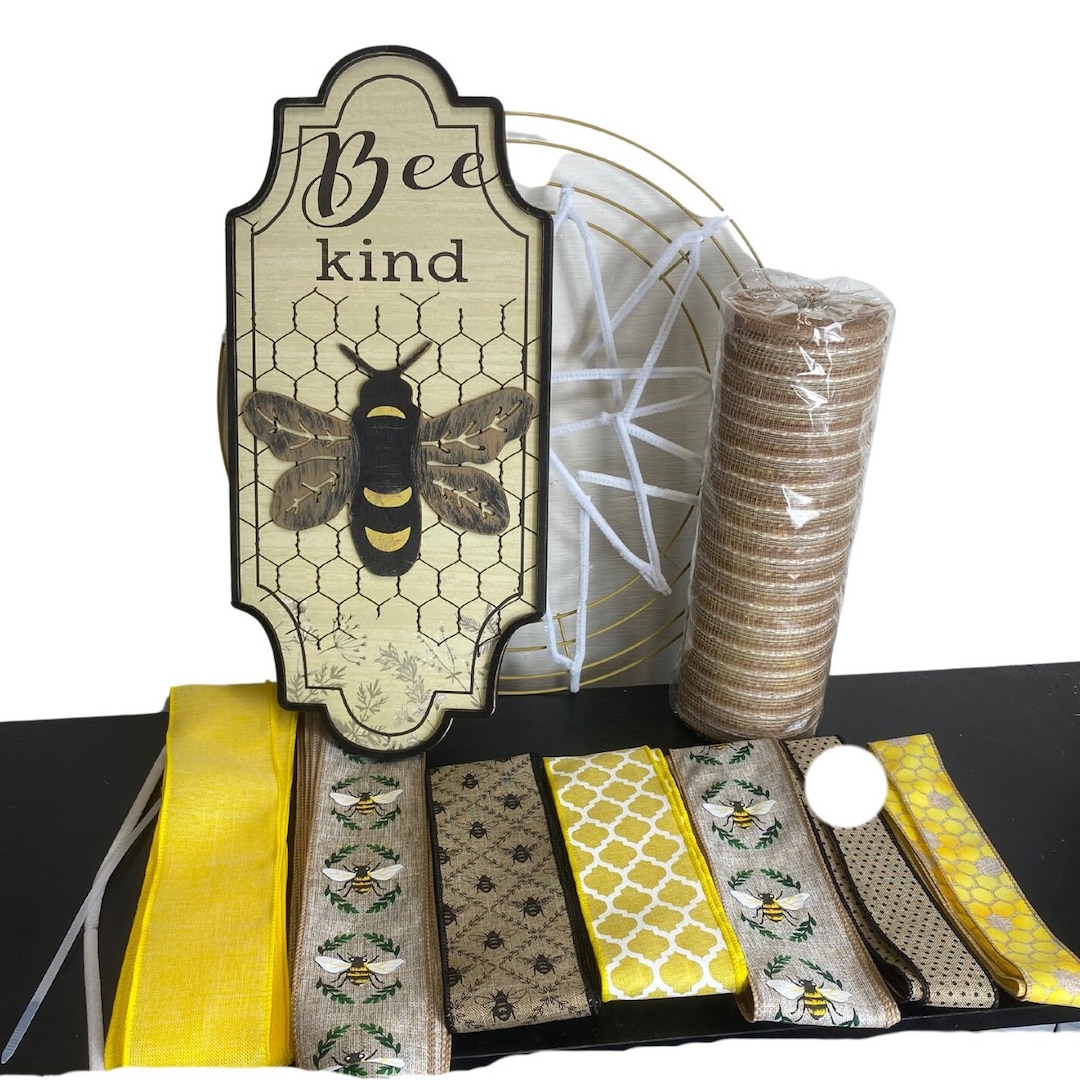 Bee Kind Honeybee Front Door Wreath Kit, DIY Honeybee Wreath Kit ...