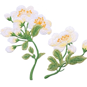 Flower Embroidered Sew on Patch, Soft Camellia Embroidered Decorative ...