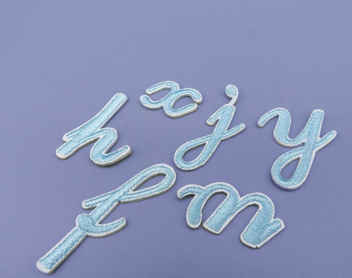 White Lower Case Alphabets Embroidered Patch, Pink Free Combination of ...
