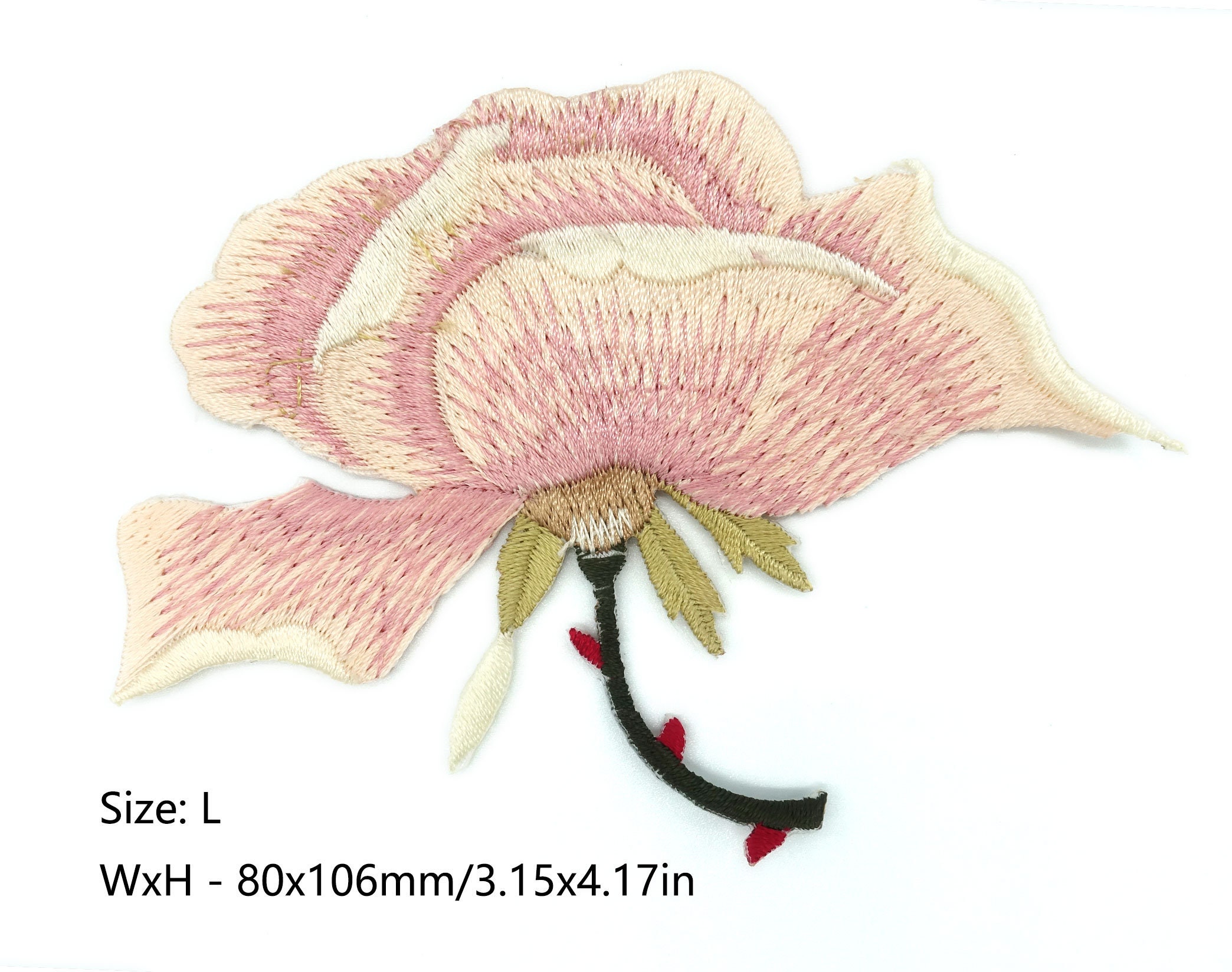 Pink Rose Flower Iron on Sew on Patch, Embroidered Pink Flower Patch ...