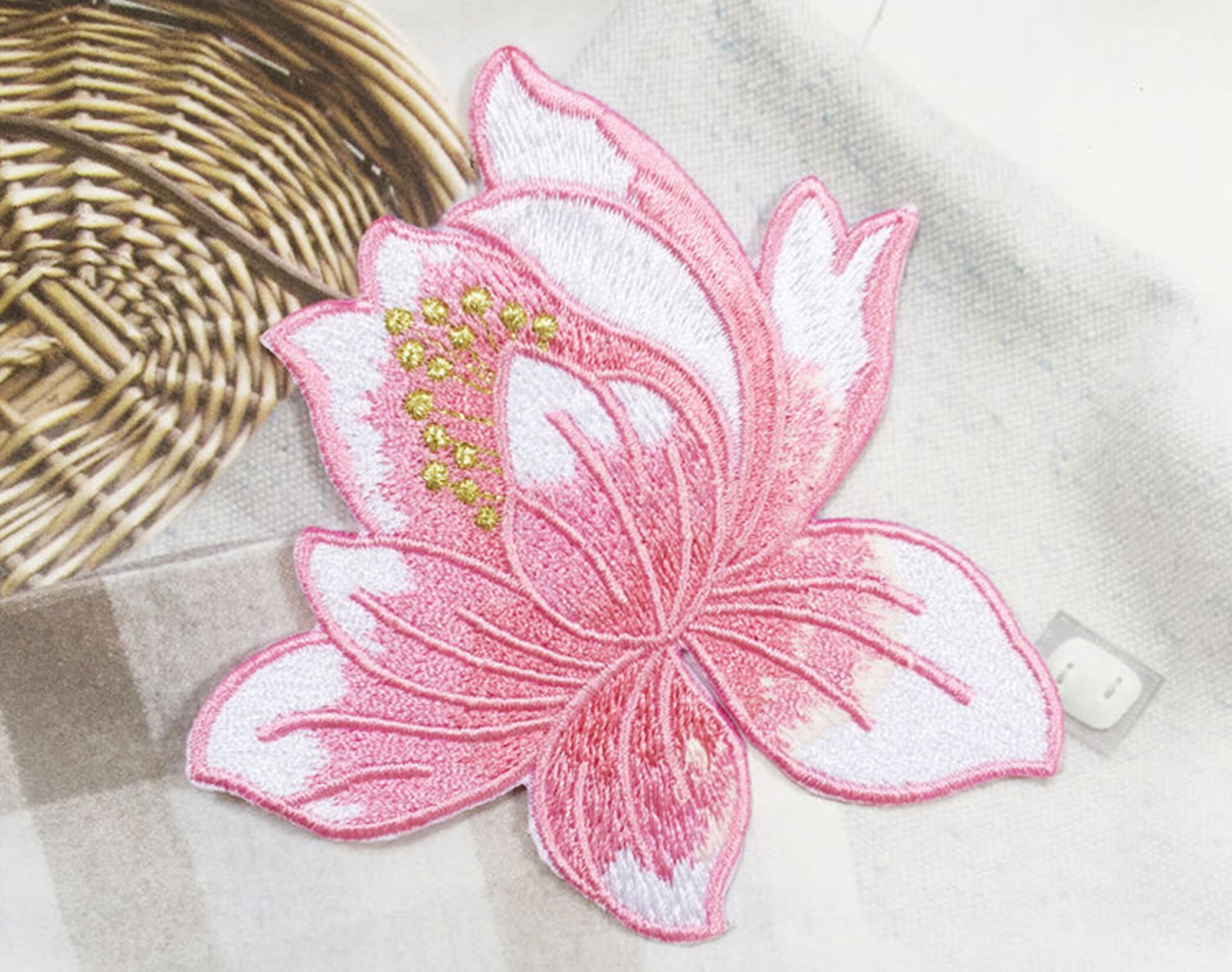 12 Colors Embroidered Lotus Patches,floral Self-adhesive Patch Applique ...