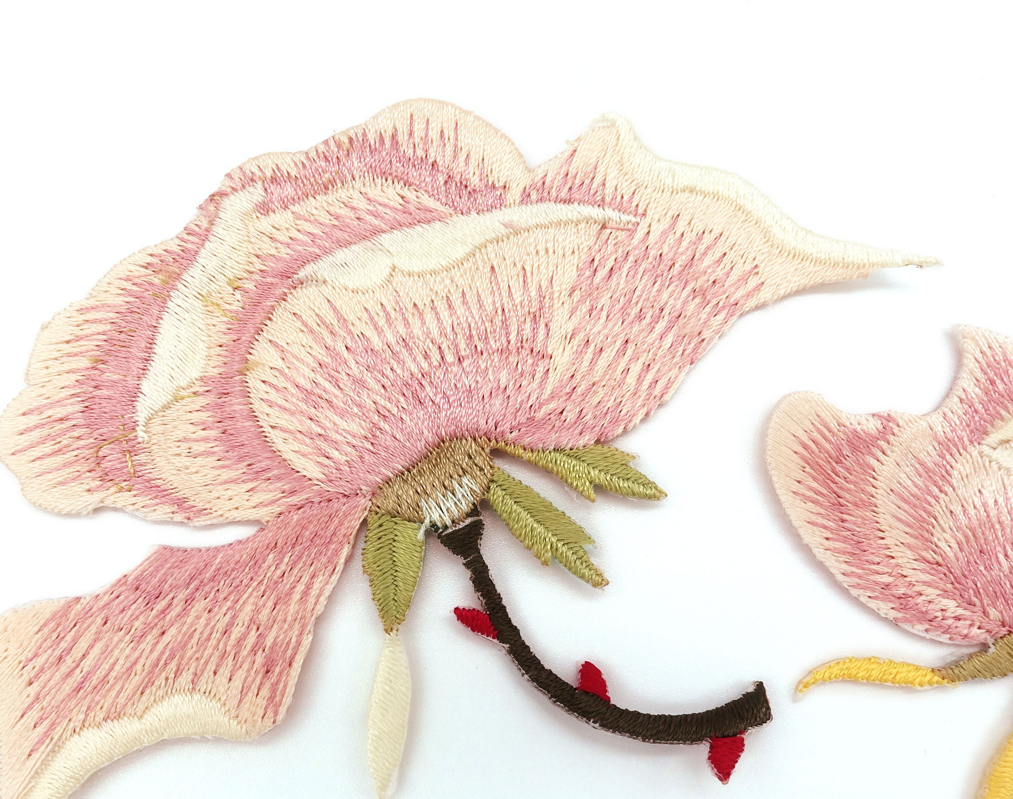 Pink Rose Flower Iron on Sew on Patch, Embroidered Pink Flower Patch ...