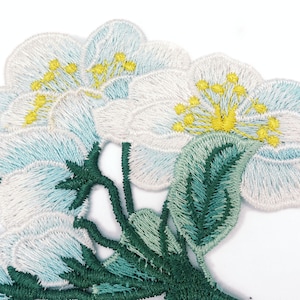 Flower Embroidered Sew on Patch, Soft Camellia Embroidered Decorative ...