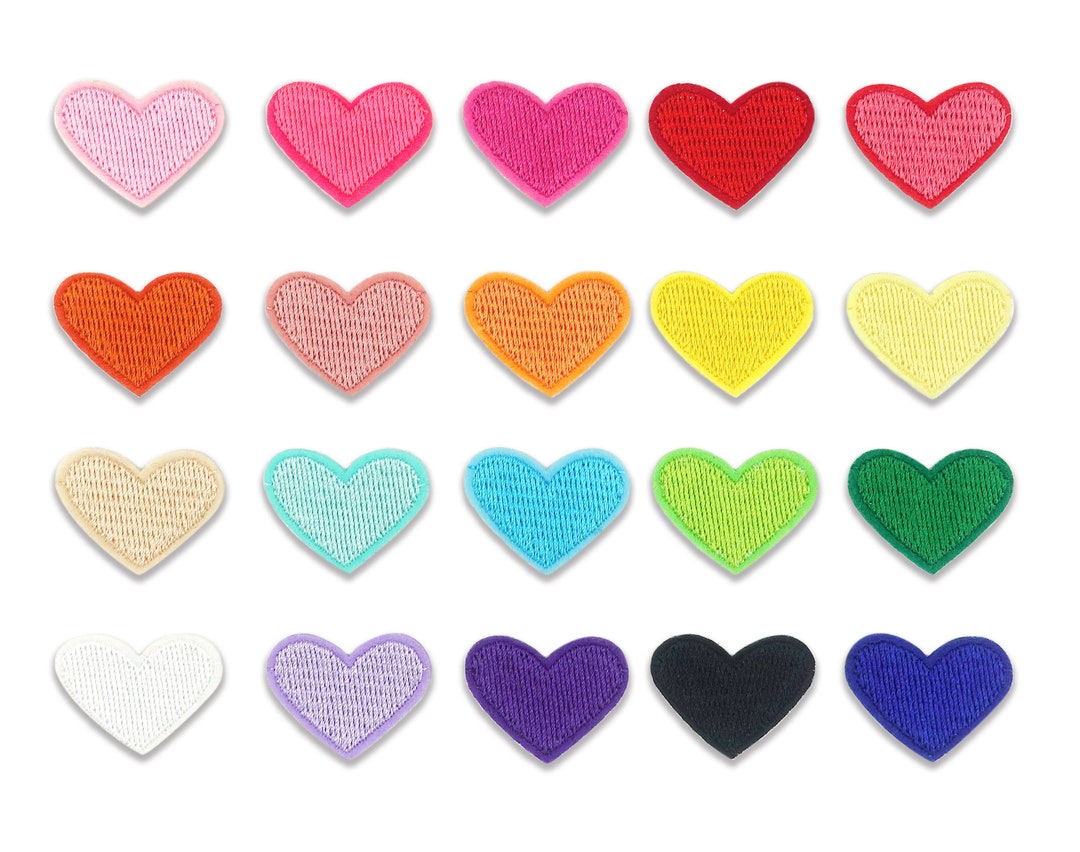 Colorful Heart Embroidered Patch, Tiny Embroidered Red Heart Iron-on ...